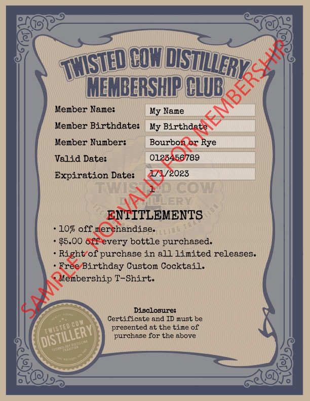 Twisted Cow Distillery > Memberships